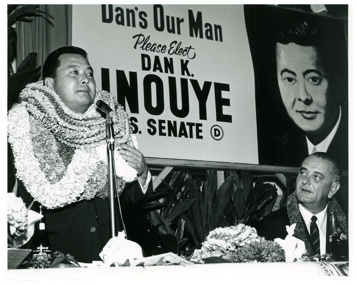 Inouye 1962 on Maui #01 Sen. Dan Inouye and Pres. Lyndon B Johnson ...